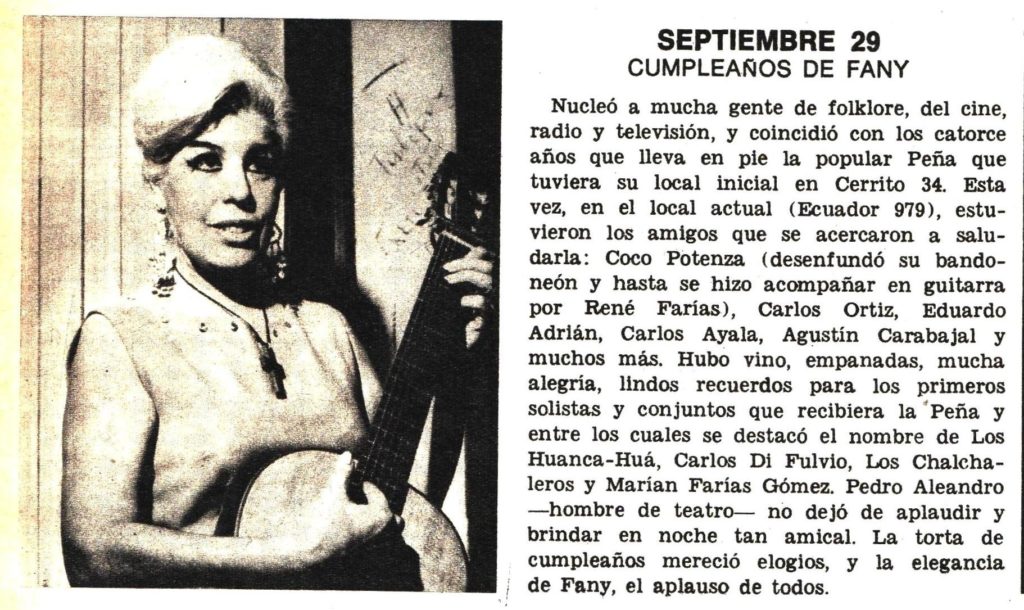 La Peña de Fanny – Revista Folklore