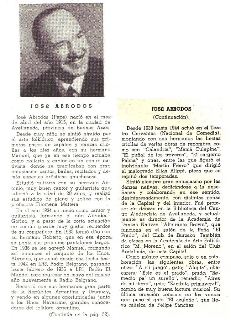 Conjunto Los Hermanos Abrodos (Primera parte) – Revista Folklore