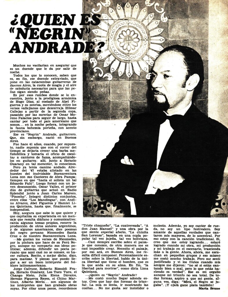 Eduardo “Negrín” Andrade – Revista Folklore